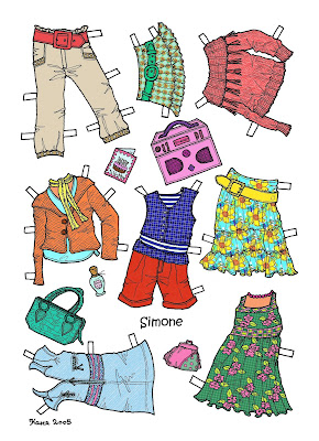 Karen`s Paper Dolls: Simone 1-6 Paper Doll in Colours.Simone 1-6 ...