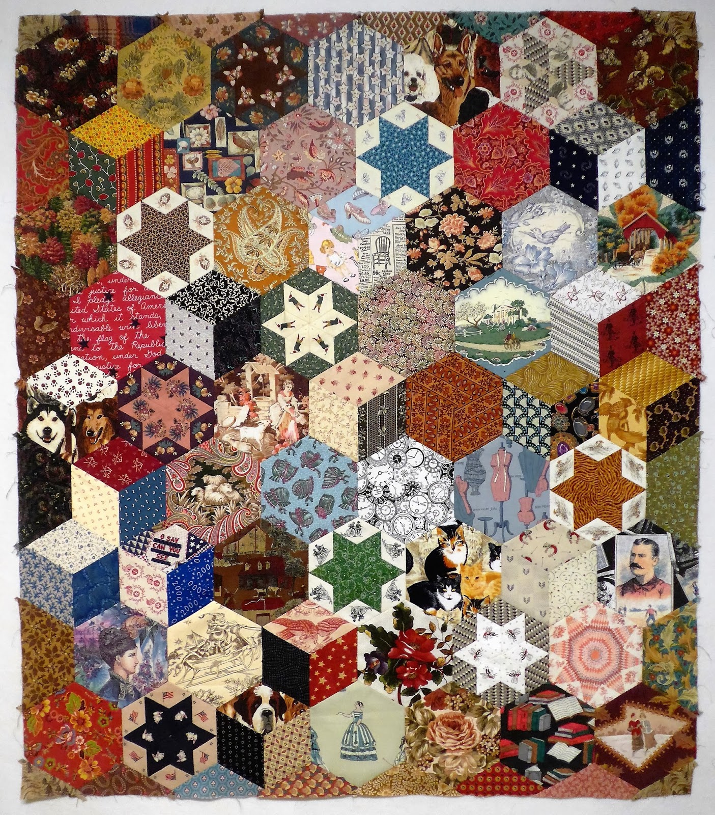Quilts, Gravestones, and Elusive Ancestors: Ta-Da! Lots of Hexies and WW7