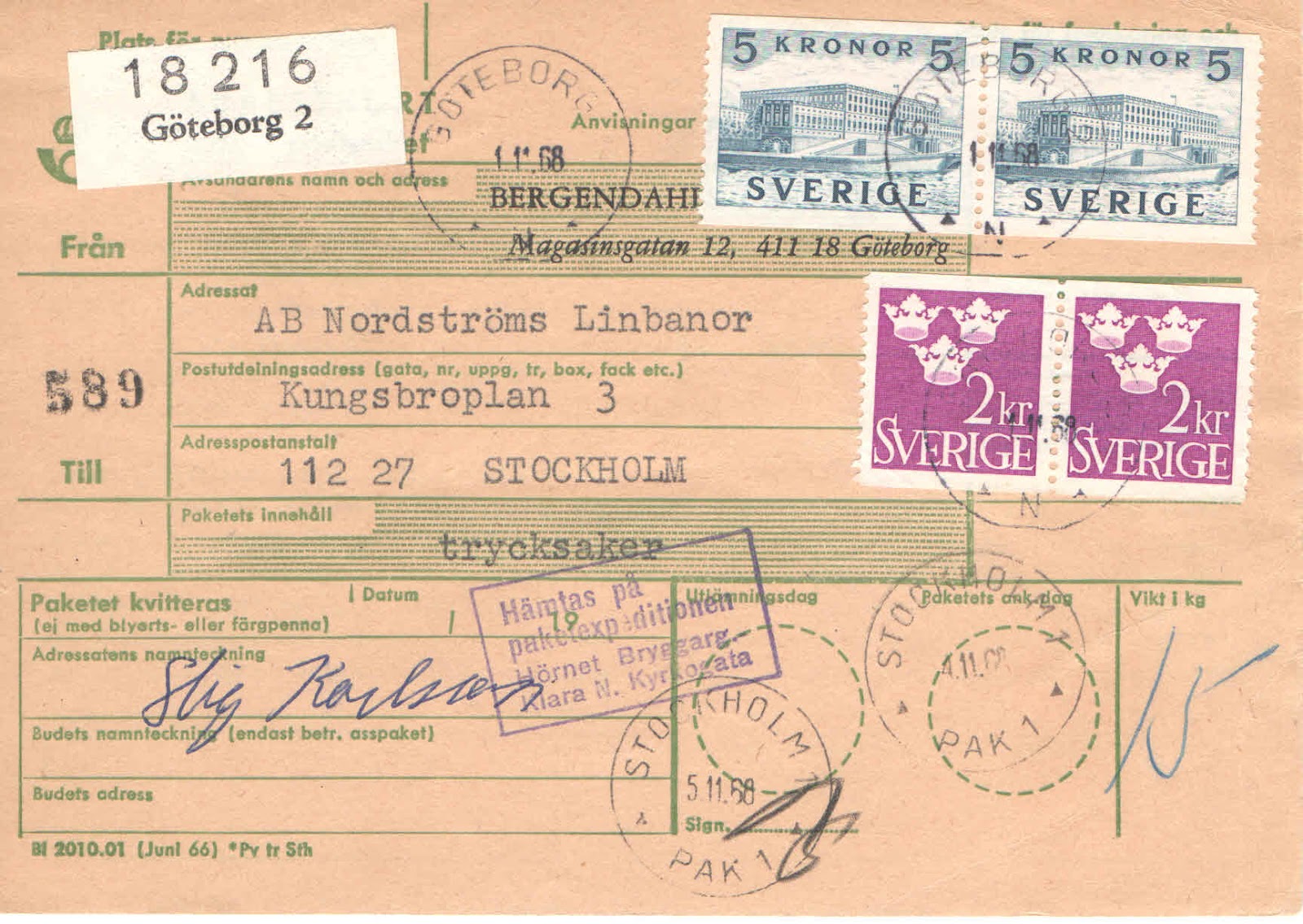 Swedish Definitive Stamps - 1937 to 1973: August 2015