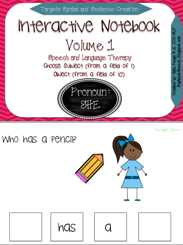 Big Apple Speech: Interactive Expressive Language Notebooks: Pronoun ...
