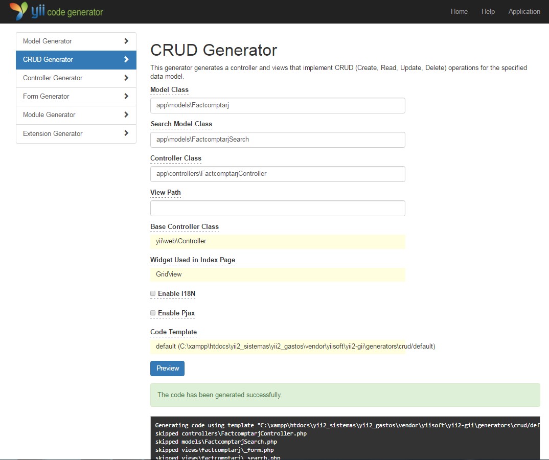 yii2 - Modificando el GridView