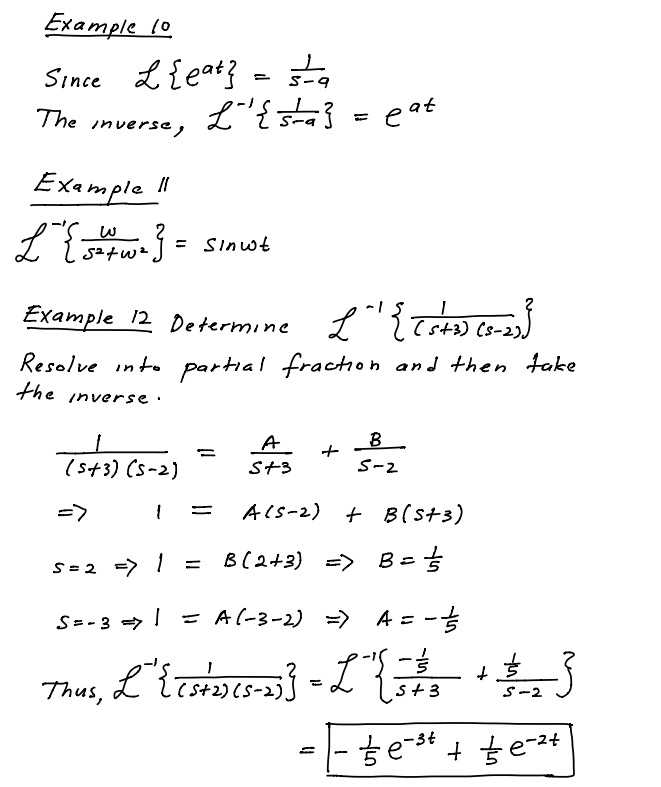 Engineering Mathematics 1B Class Notes: laplace - The inverse transform