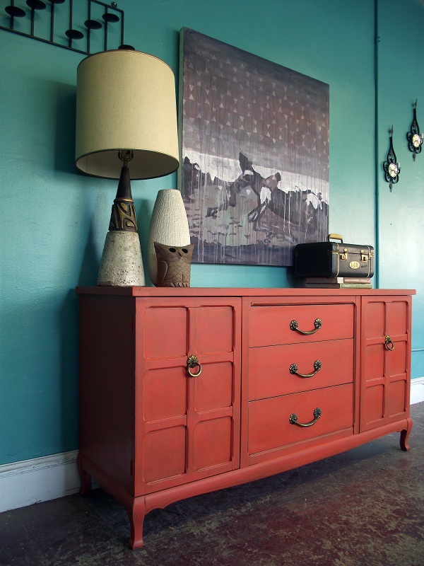 Vintage Ground: Vintage / Farmhouse Style Distressed Orange Buffet ...