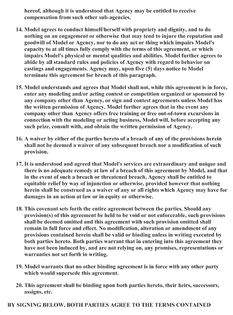 Wanna See What a Modeling Contract Looks Like? Have a Peek!