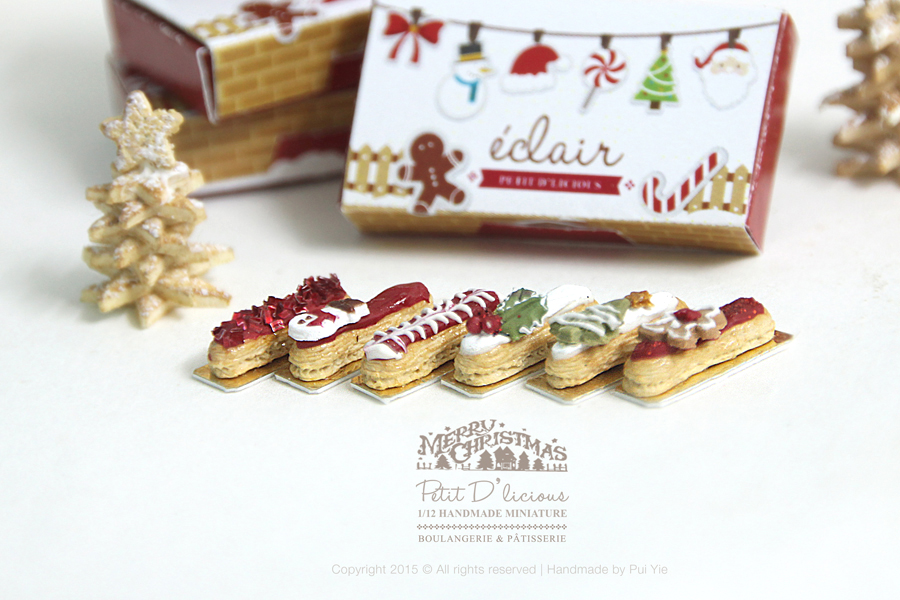 Petit D' Licious: Assorted Playful Christmas Eclairs in 1/12 Dollhouse ...