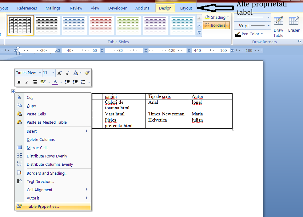 lectieticinfo: Tabele in word