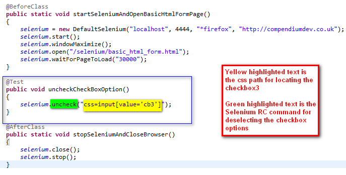 SeleniumOne (QAFox.com): 117. Using uncheck command to deselect a ...
