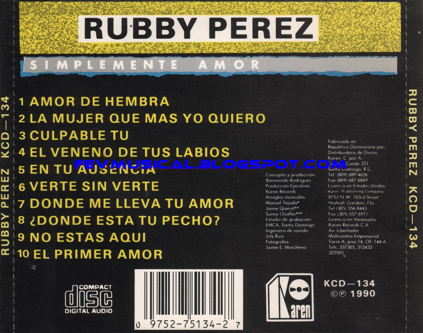 FEV MUSICAL: 1990 - Rubby Perez - Simplemente Amor (Karen)