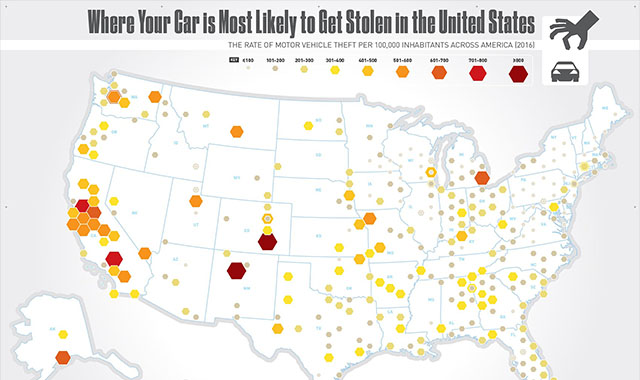The Highest Risk Places For Your Car #infographic - Visualistan