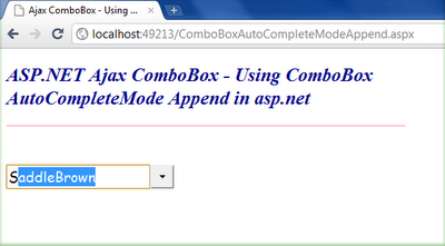 Dot Net Examples: Using ComboBox AutoCompleteMode Append in asp.net