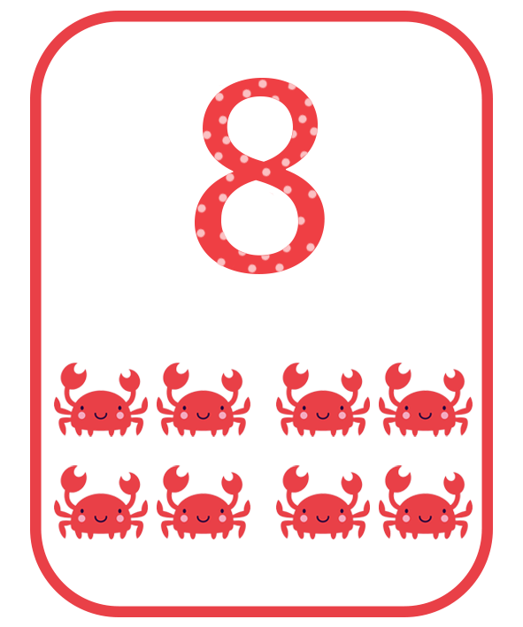 Numbers 8 flashcards for Kids