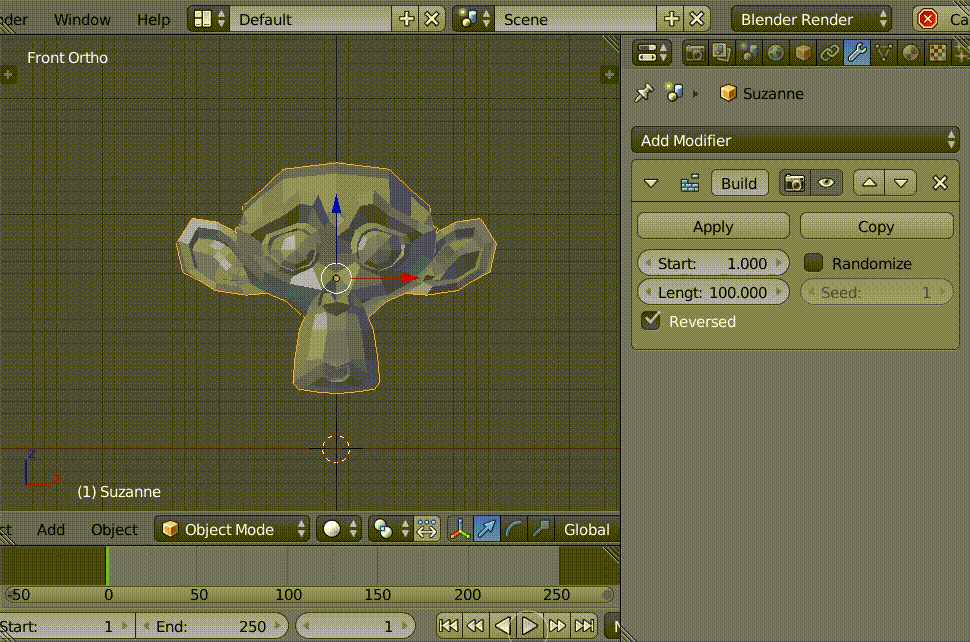 Blender 2.77 : Build Modifier - Sort Elements