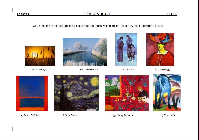 Visual Arts: Language Practice