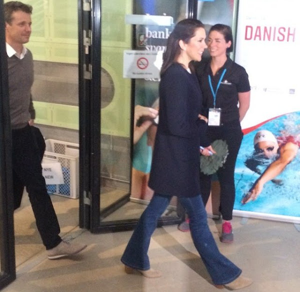 Princess Mary and Prince Frederik at Bellahoj Swimming Stadium