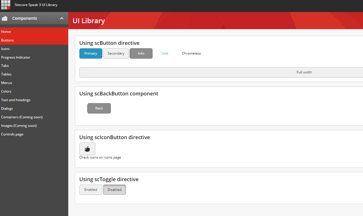 Sitecore SPEAK 3 UI collection