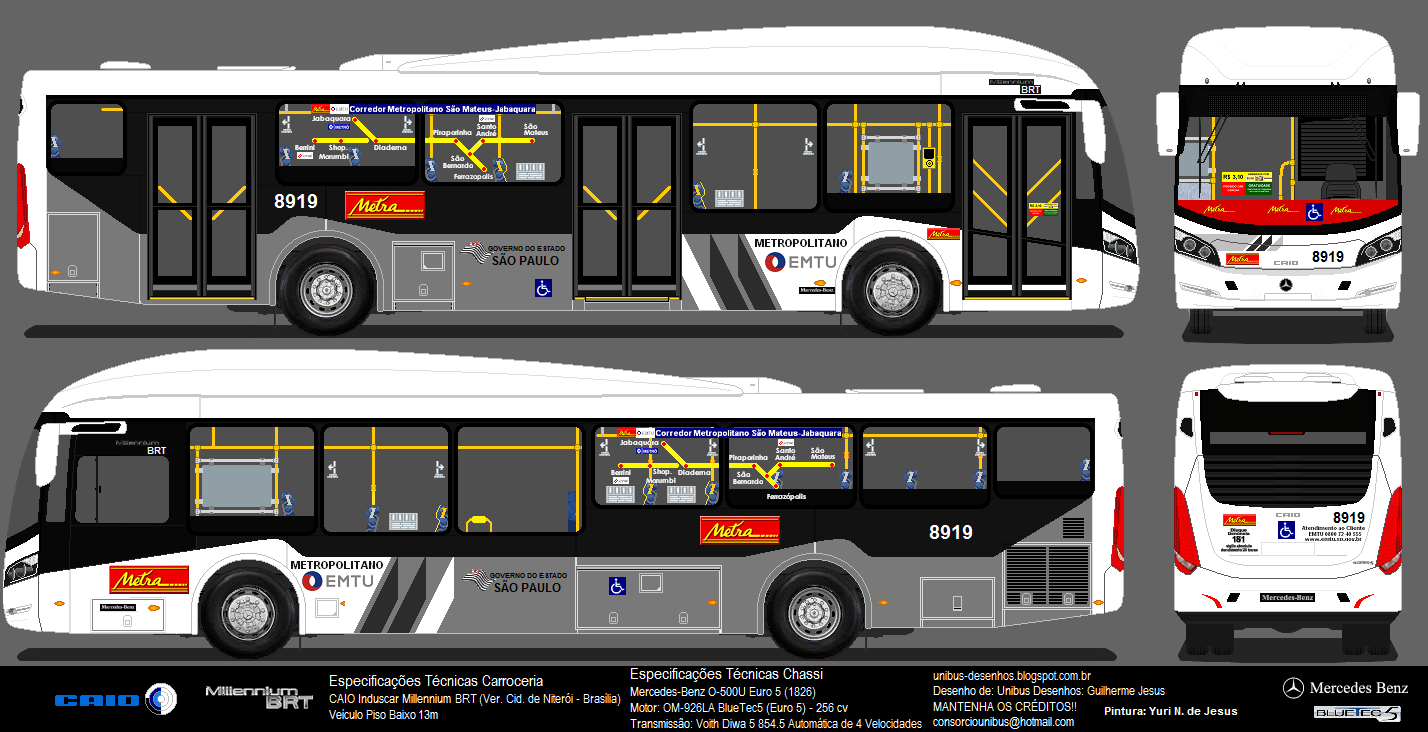 Desenhos de Ônibus de SP e RJ: Caio Millennium BRT Mercedes - Benz O ...