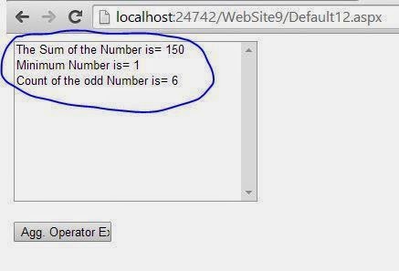 How to use LINQ Aggregate operators in ASP.NET