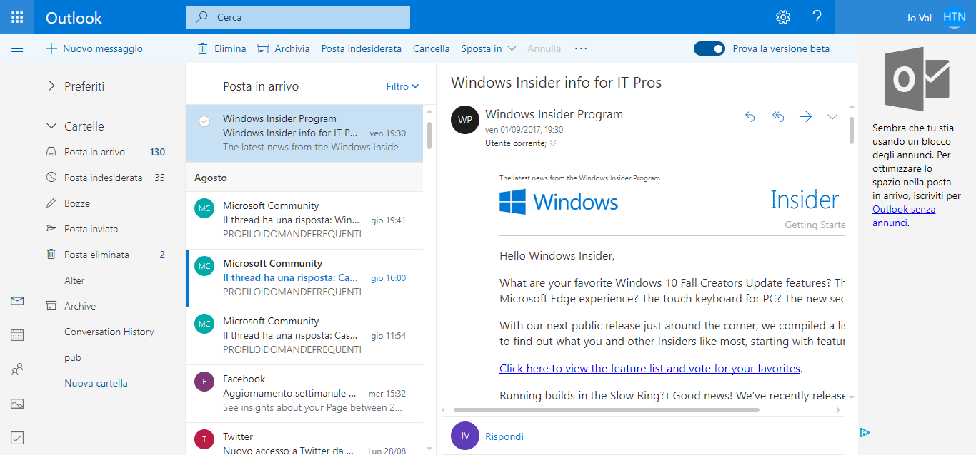 Il nuovo Outlook.com beta disponibile per tutti | HTNovo