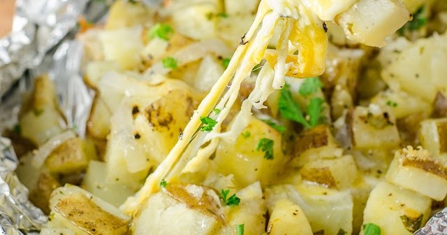 Grilled Cheesy Garlic Potatoes