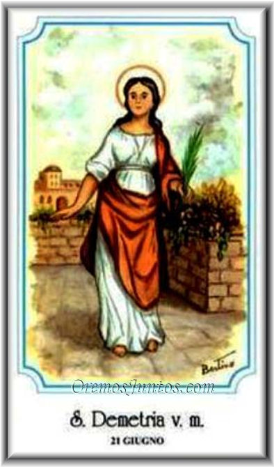 Vidas Santas: San Demetria de Roma, Virgen y Mártir