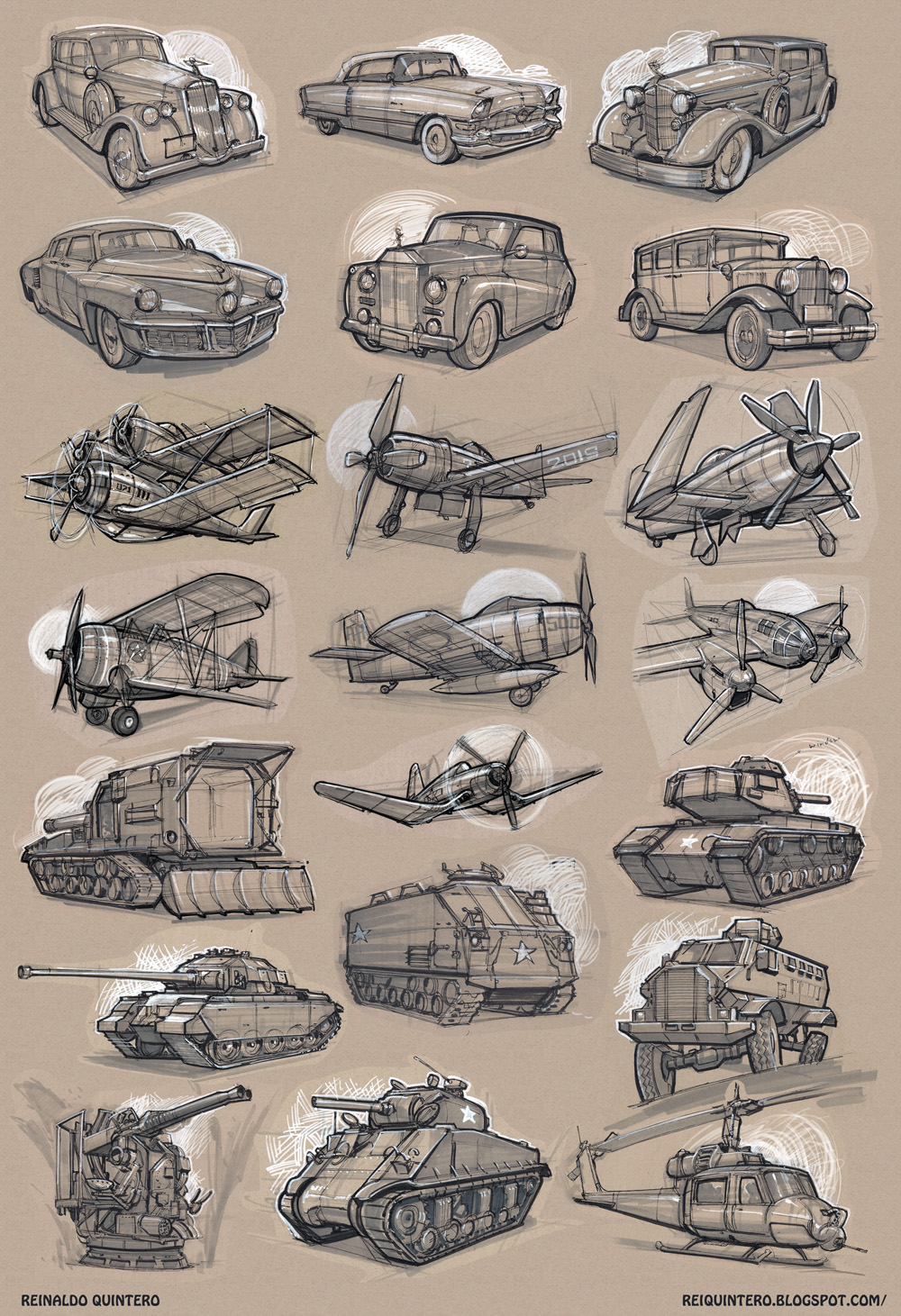 Reinaldo Quintero's Art: Dynamic Sketching Final Compilation of Sketches