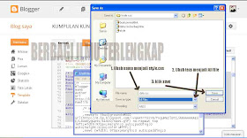 yang pertama rubah nama menjadi style.css trus teks dokument nya ubah ke All file yang terahir ...