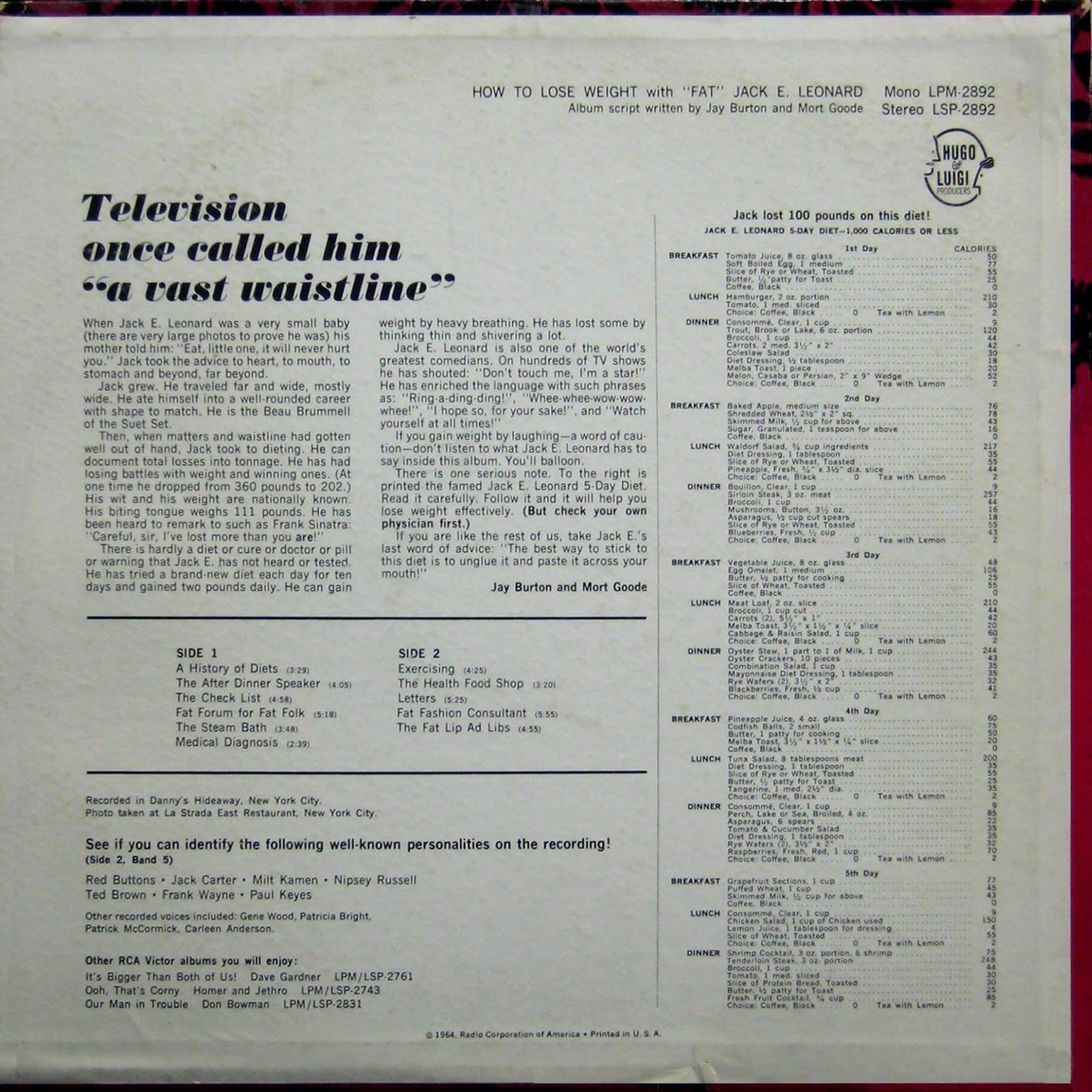 Vintage Stand-up Comedy: Jack E Leonard - How To Lose Weight with Fat ...