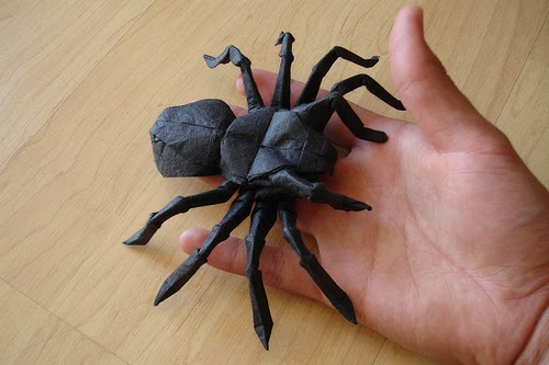 origami tarantula spider ~ easy origami paper crafts