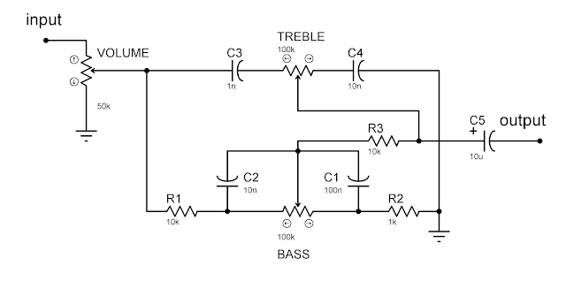 Merakit rangkaian elektronika: Tone Control Pasif