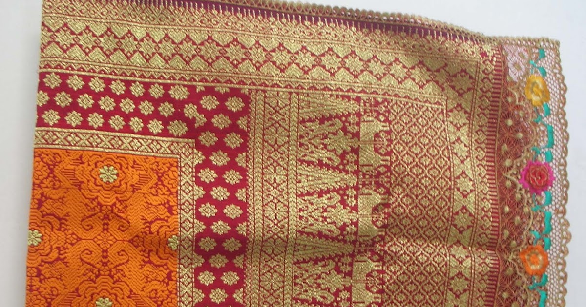 Songket Palembang Cek Na: Jual Sogket Palembang motif Bunga Cina Orange ...