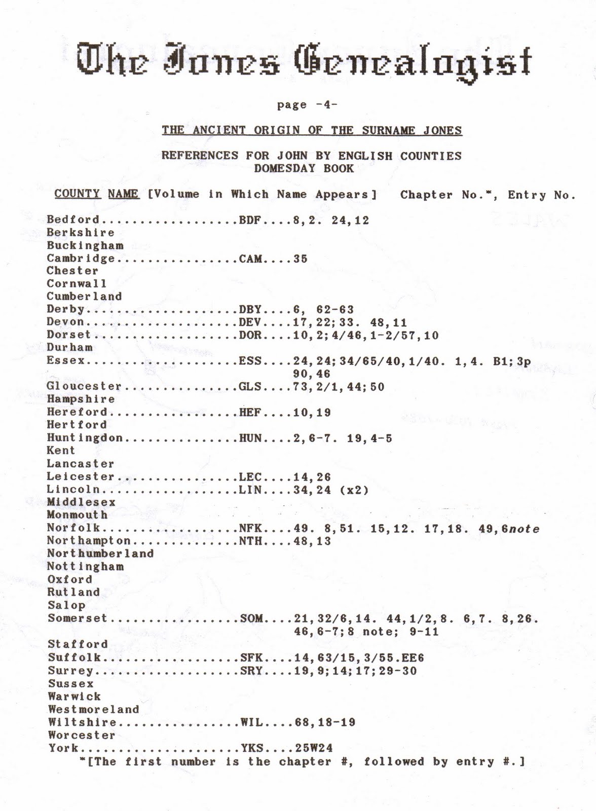 The Jones Surname: The Domesday Book and John