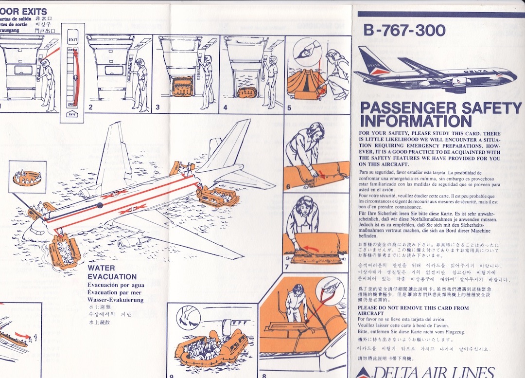 safety-card: DELTA AIR LINES_BOEING_B767-300_ISSUE 8/92