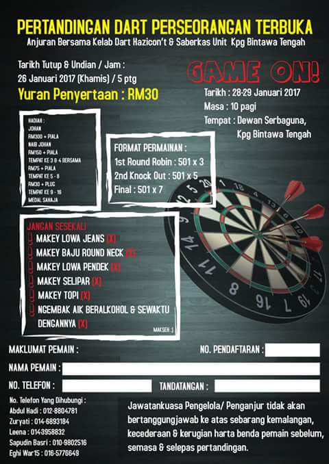 All About Darts: PERTANDINGAN DART PERSEORANGAN TERBUKA