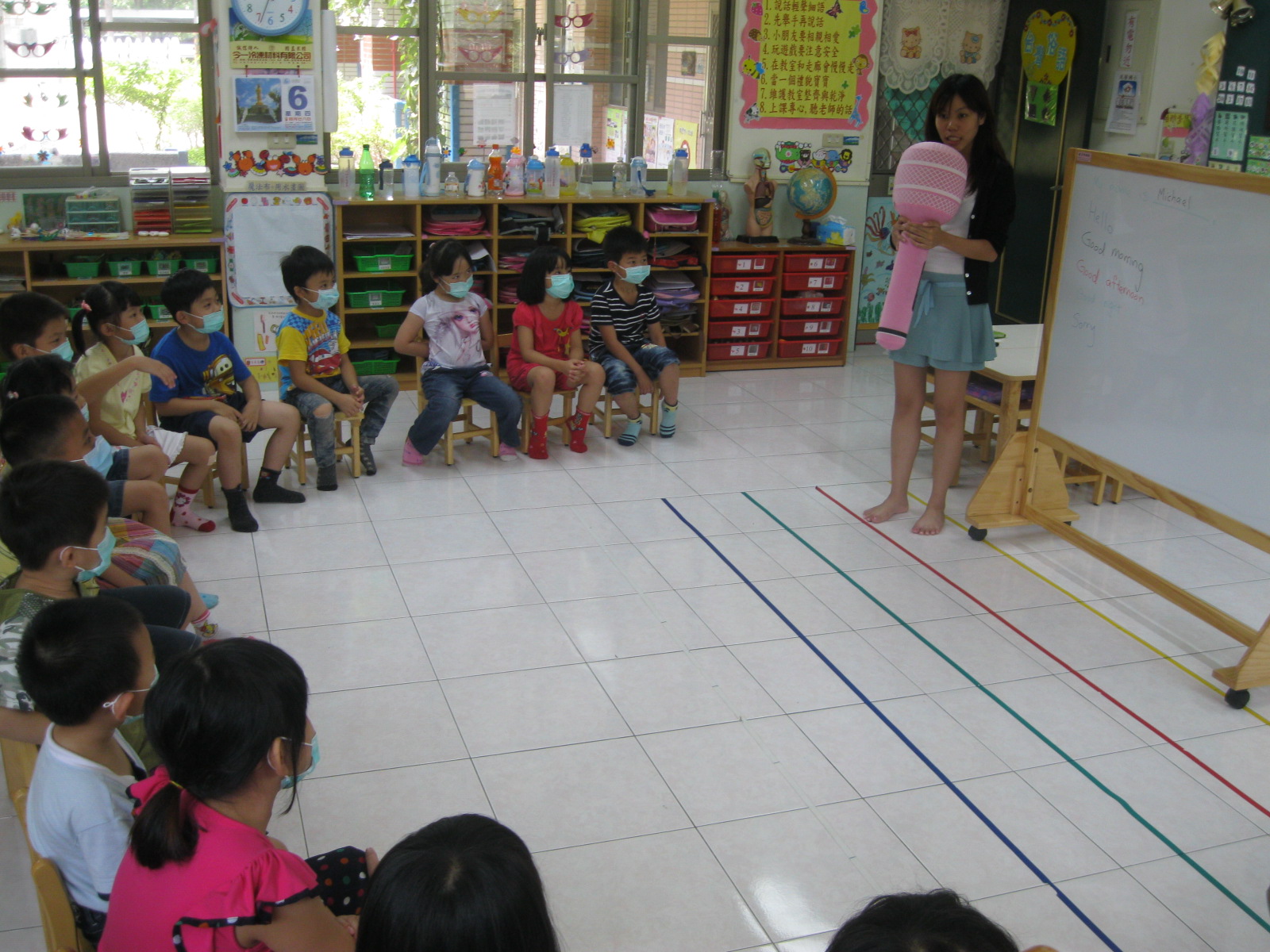 Bit by bit: Kindergarten class and morning assembly