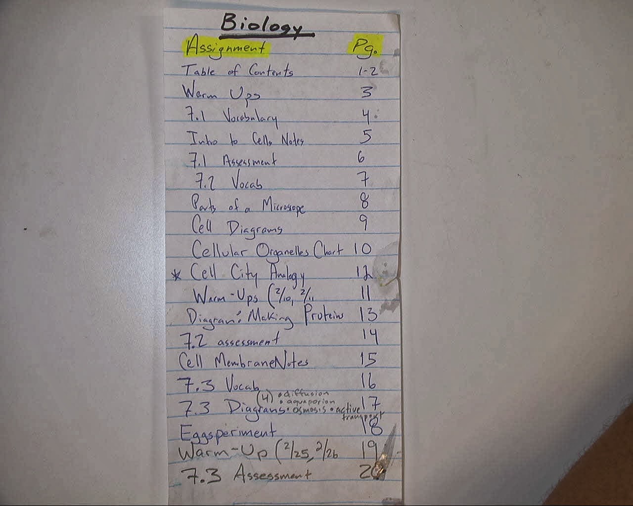 Mr. Everett's Biology Class: Biology 2 Journal 1 Table of Contents