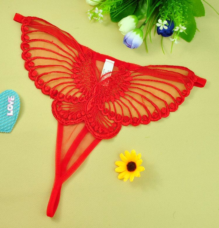 Fashion Care 2u U203 1 Sexy Sheer Red Butterfly G String Womens Underwear