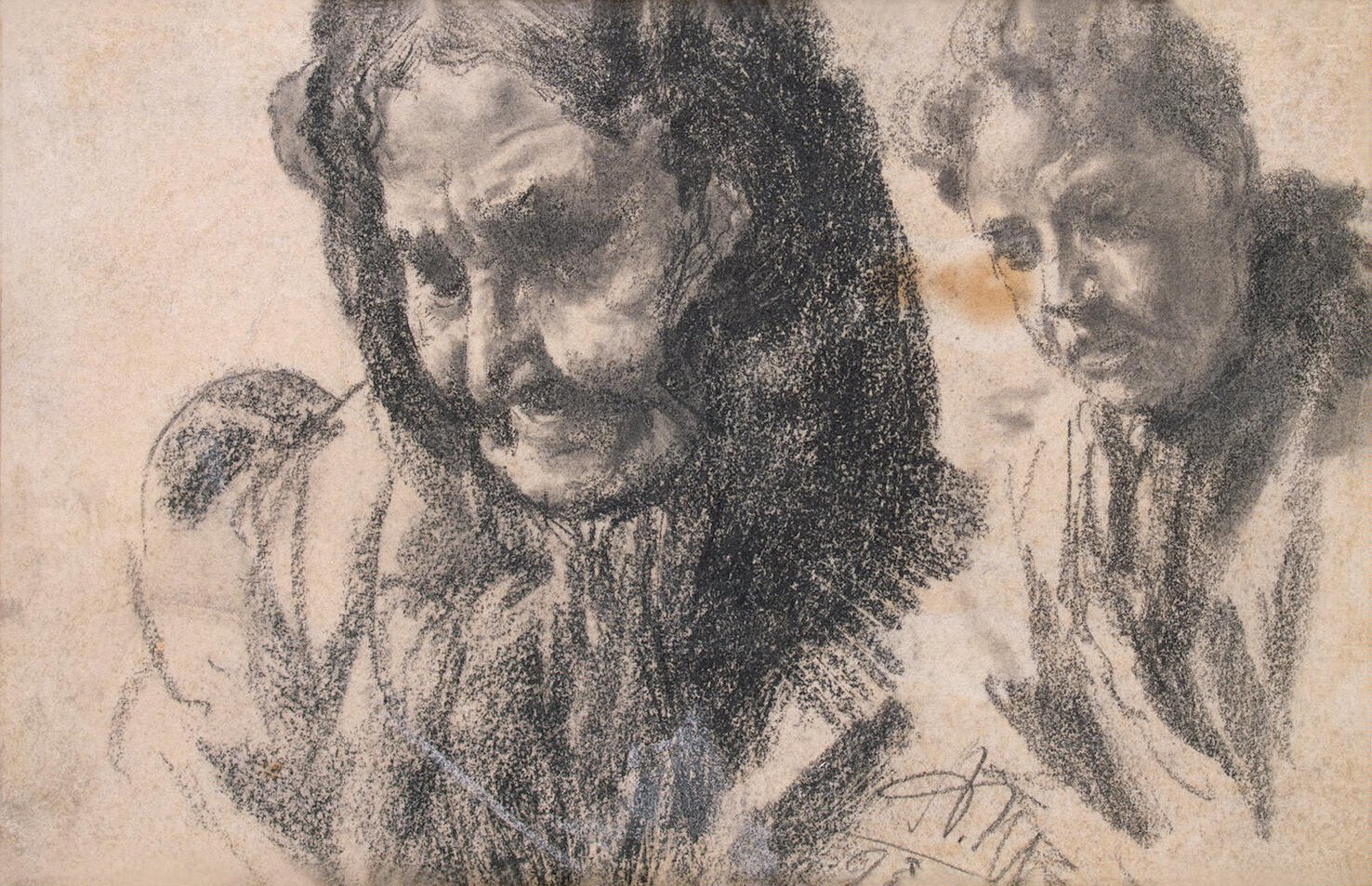 Study of Two Female Figures - Adolph von Menzel | Endless Paintings
