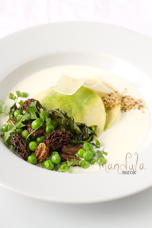 Almond Corner: Sunchoke ravioli with quail egg yolk on fresh goat ...