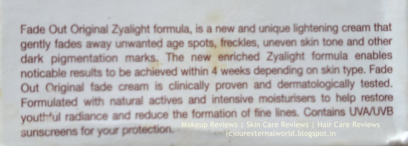 Fade Out Active Fade Cream - Review