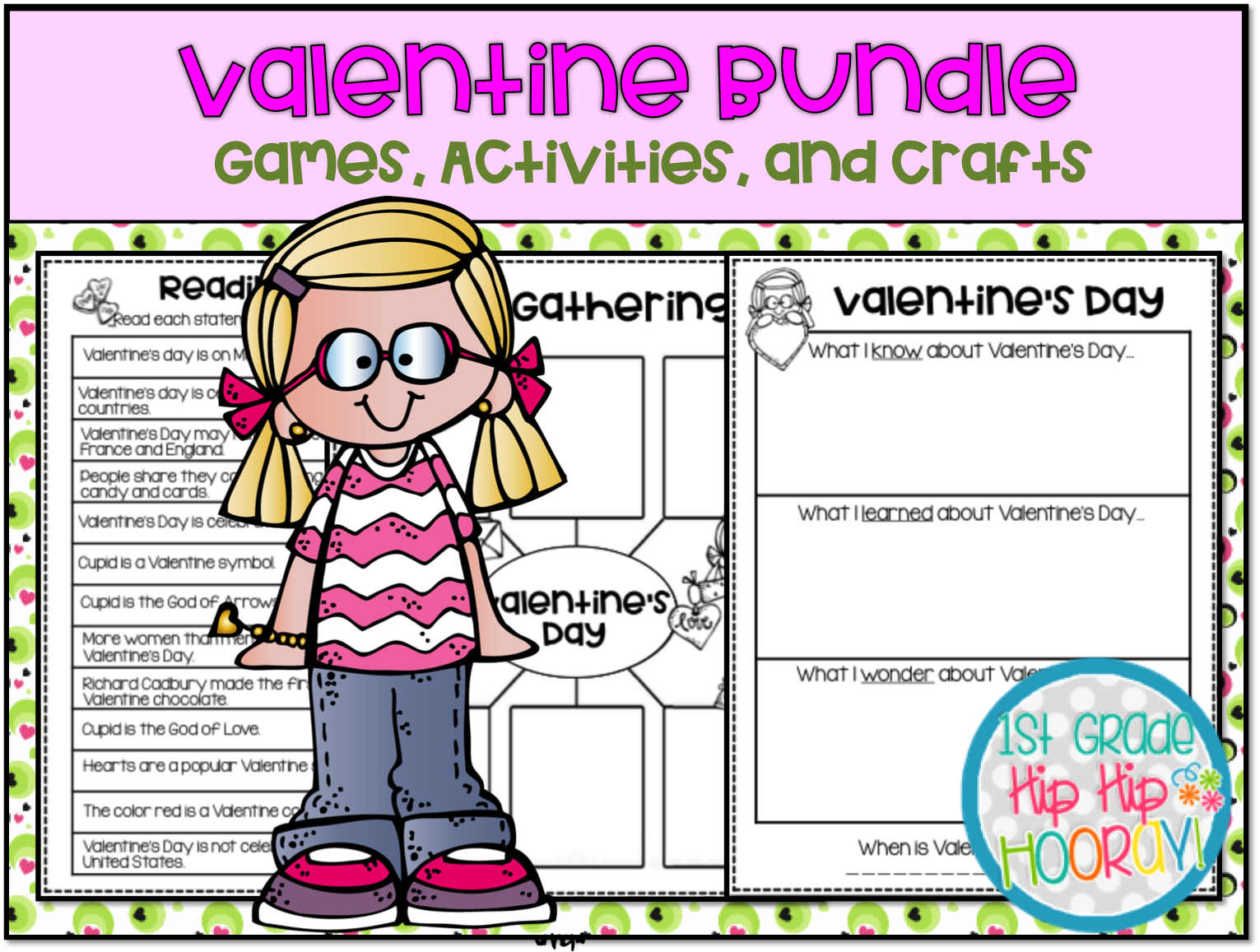 1st Grade Hip Hip Hooray!: A Valentine Bundle of Activities!