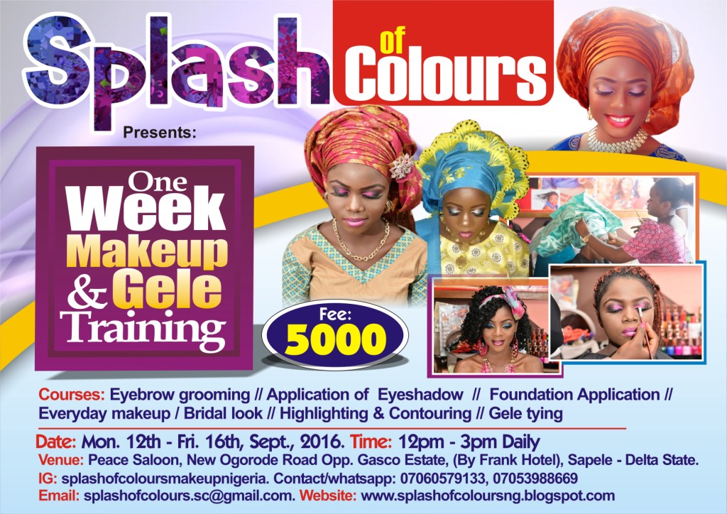 Splash Of Colours Make-Up Nigeria: One Week Makeup and Gele Training