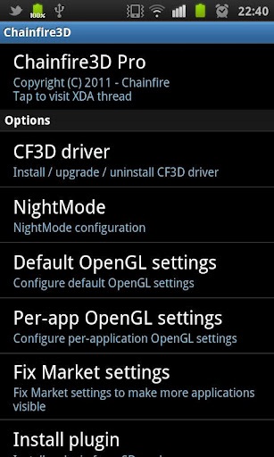 Galaxy Mini actualizado: Chainfire 3D