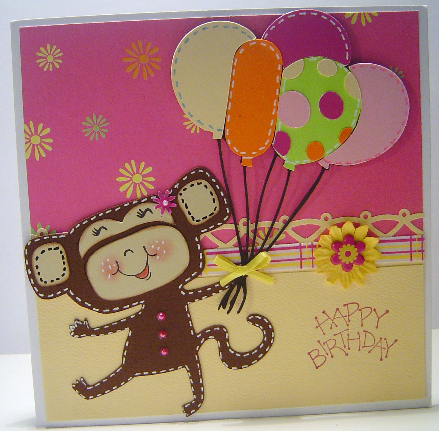 Cricutjunkie: MONKEY BIRTHDAY CARD