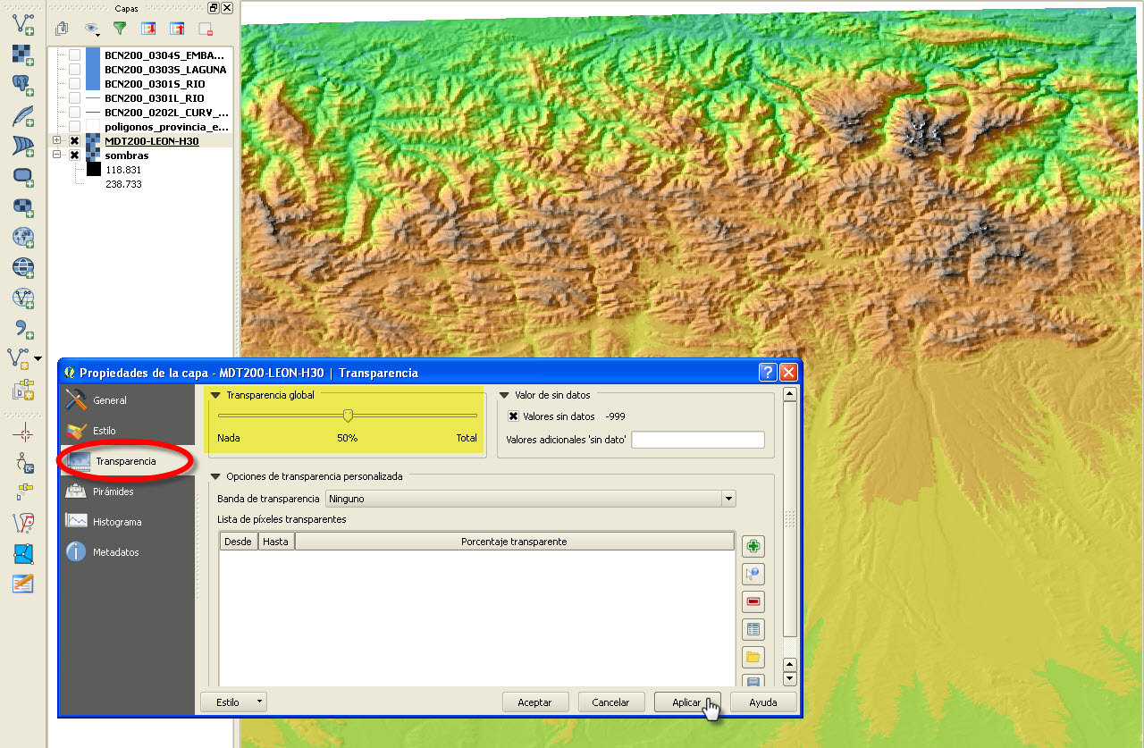 Cartografía Digital: Mapa hipsométrico en QGIS.