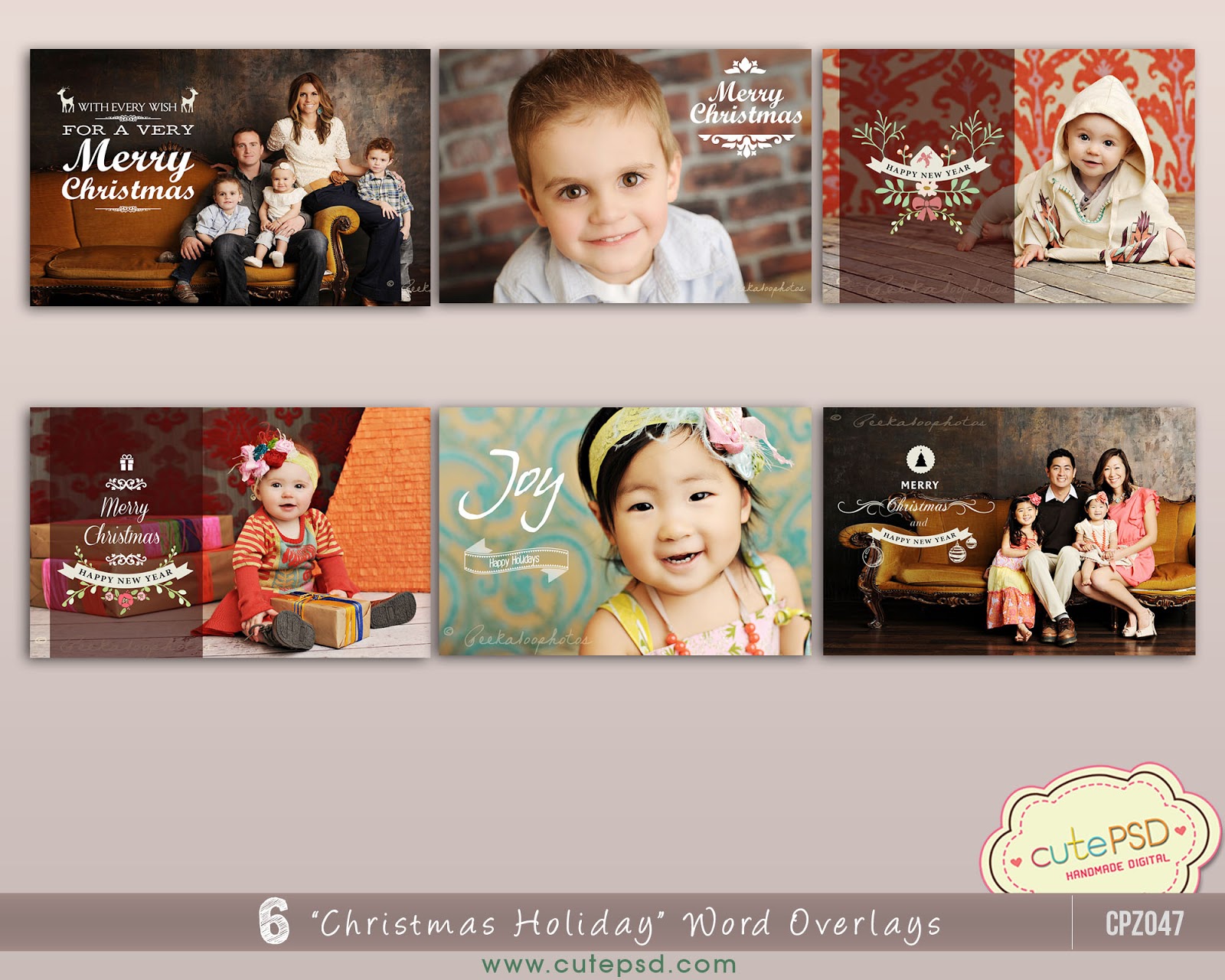 Christmas Holidays Overlays - Set of 6 overlays CPZ047 | CUTE PSD