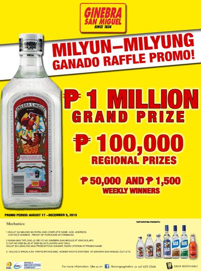 Ginebra San Miguel Milyun-Milyung Ganado Raffle Promo
