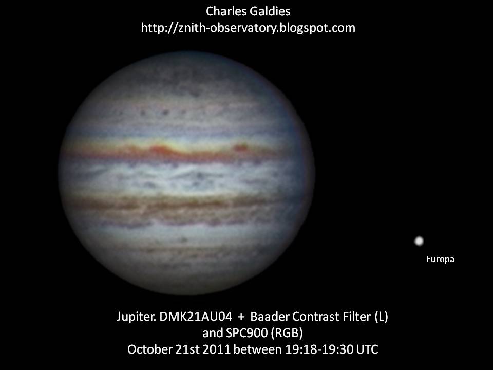 Jupiter's detail under good seeing conditions