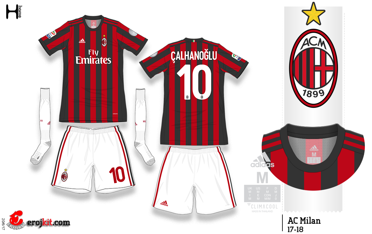 Kit Design, by eroj: 2017-18 Milan (Home, Away e Third)
