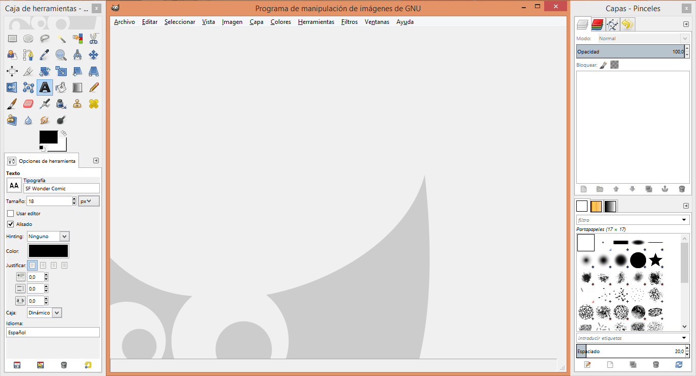 El Blog de Tron: Editar manga con GIMP - Área de trabajo de Gimp