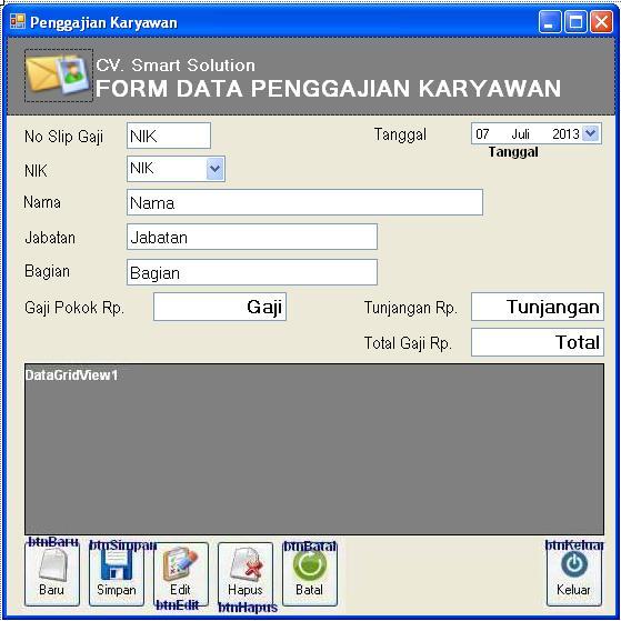 Program Vb Net Untuk Form Penggajian Karyawan Sistem Informasi